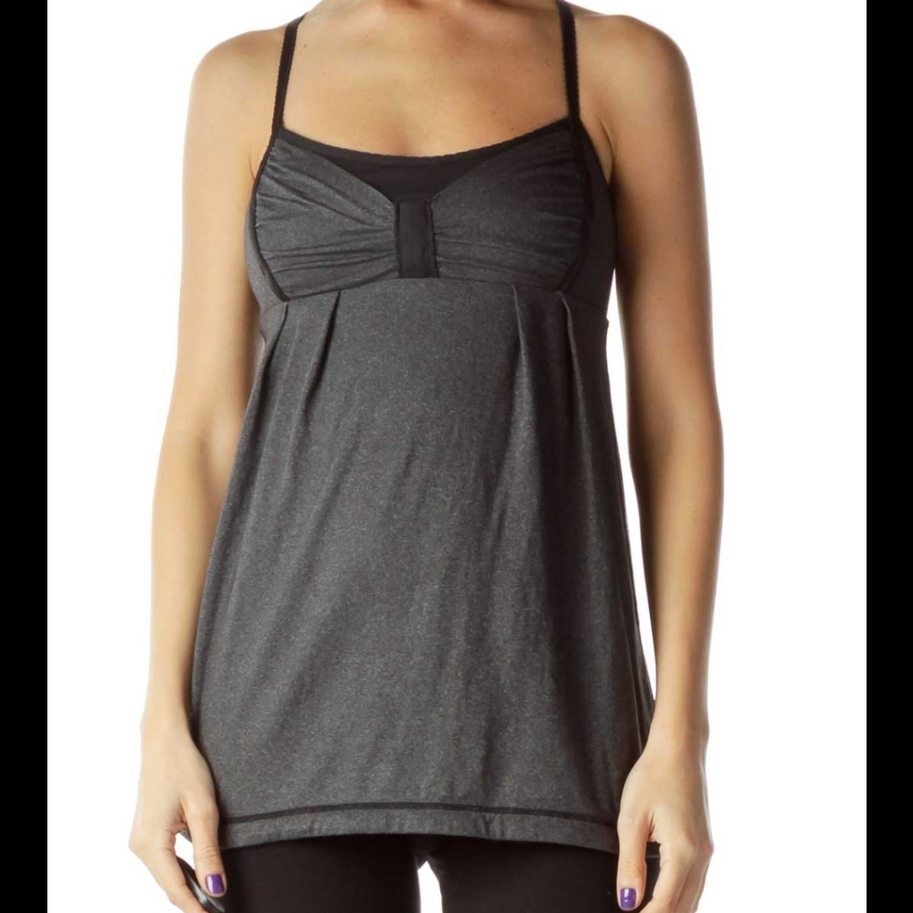 Lululemon Small Gray On Gray Sports Tank Top - Gem